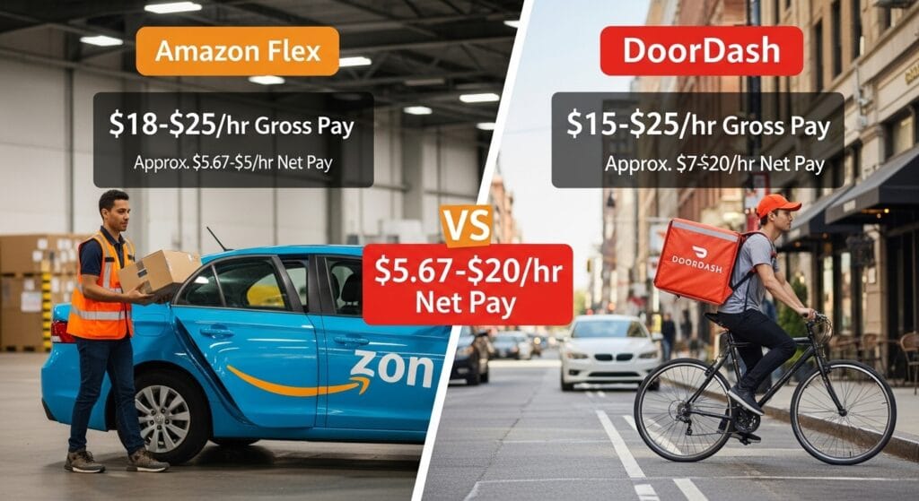 Amazon Flex vs DoorDash: $5.67–$20/hr Net Pay 2026